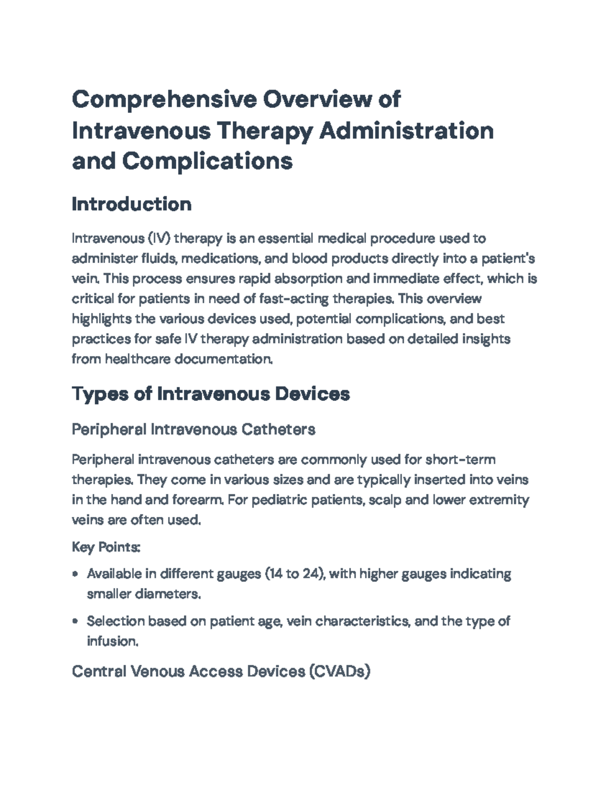 Comprehensive Overview of IV Therapy: Devices & Complications ...