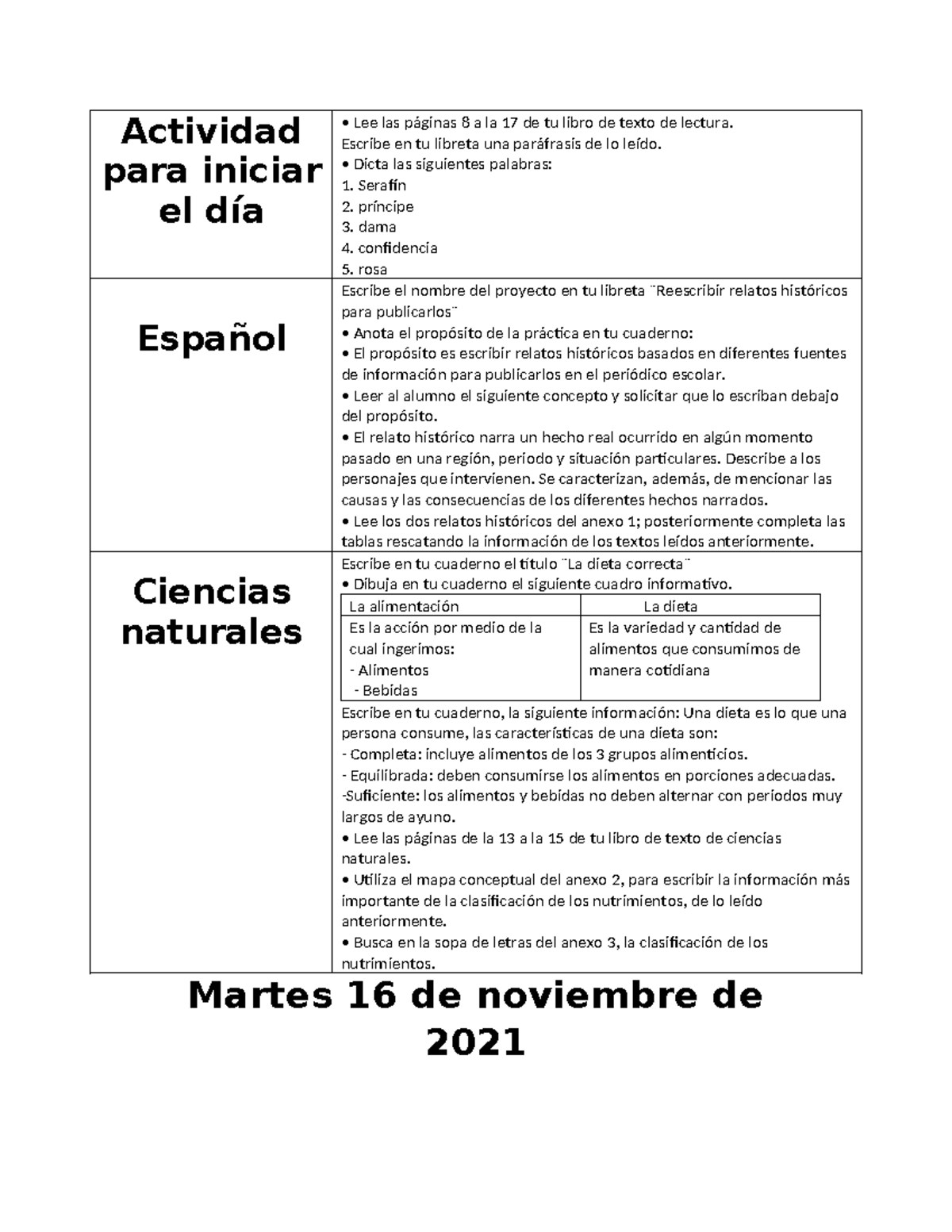 Actividades del 16 de noviembre de 2021 - Extra - Español y Más - Studocu