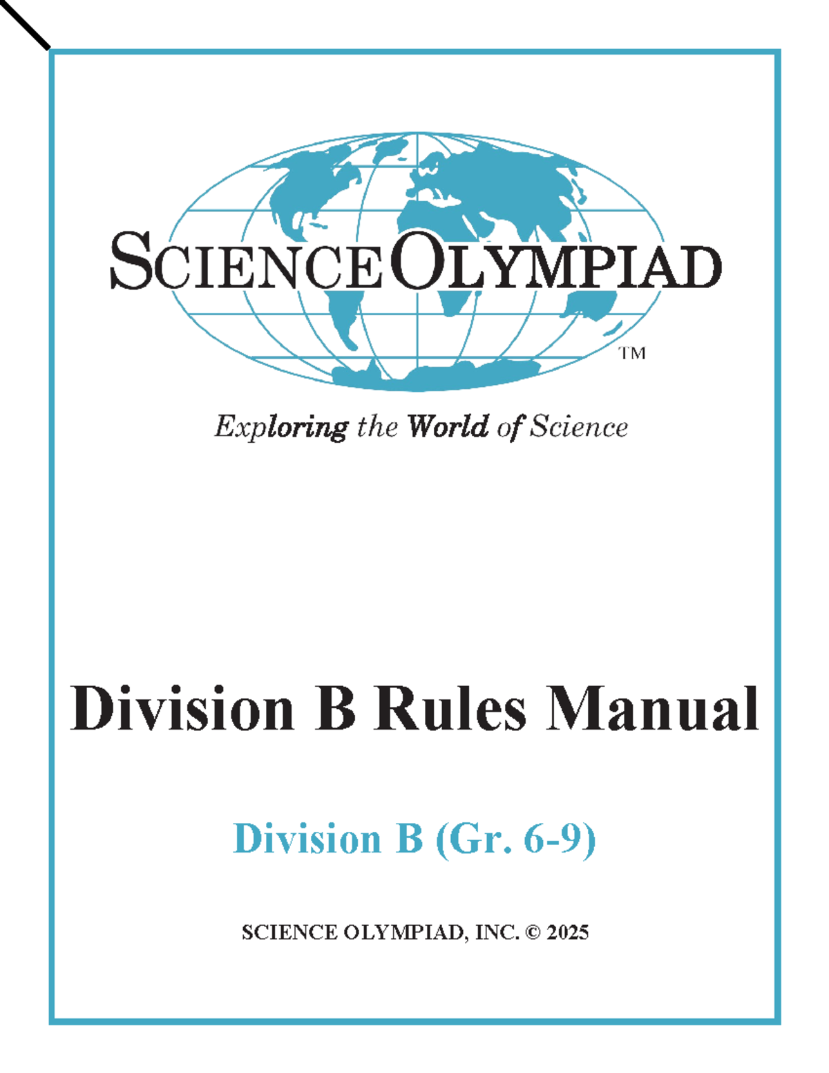 Division B Rules Manual for Science Olympiad (Grades 6-9) 2025 - Studocu