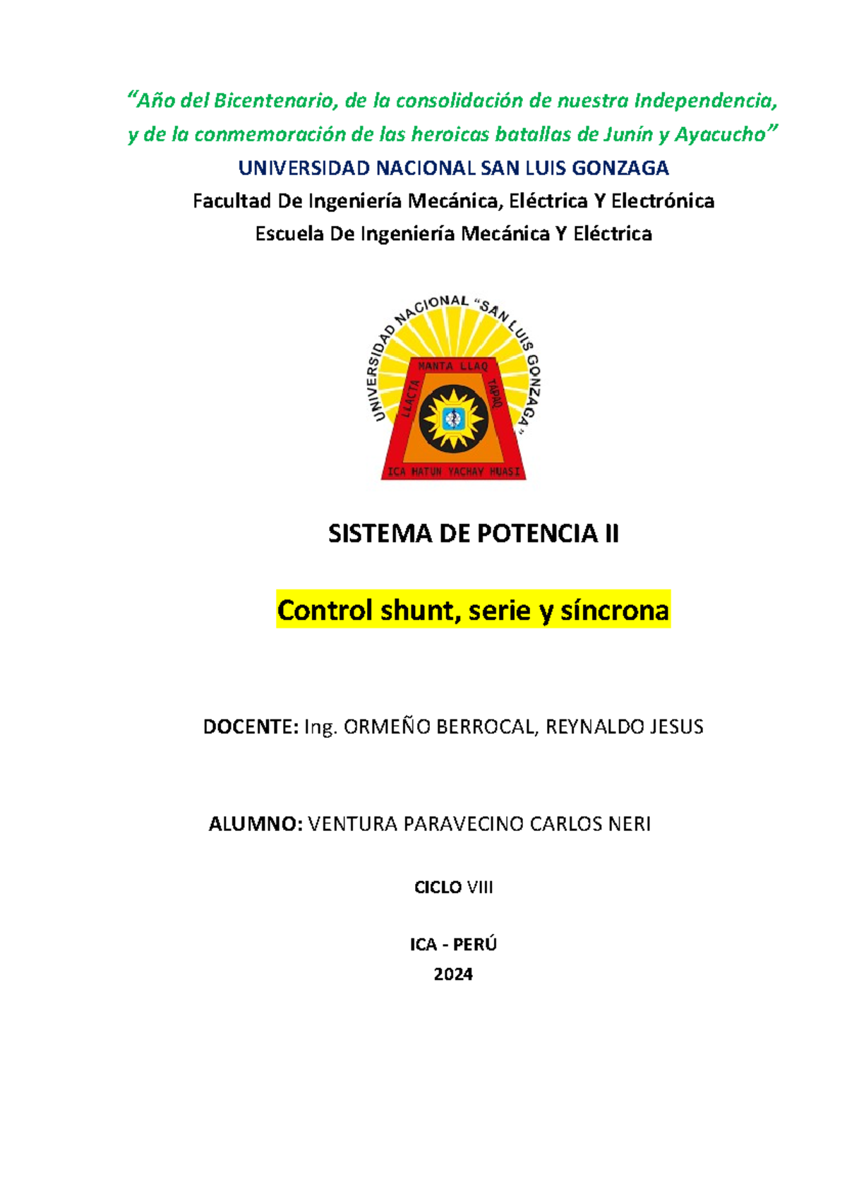 Tarea 1 Sistemas de Potencia II: Control de Reactores Shunt y Serie - Studocu