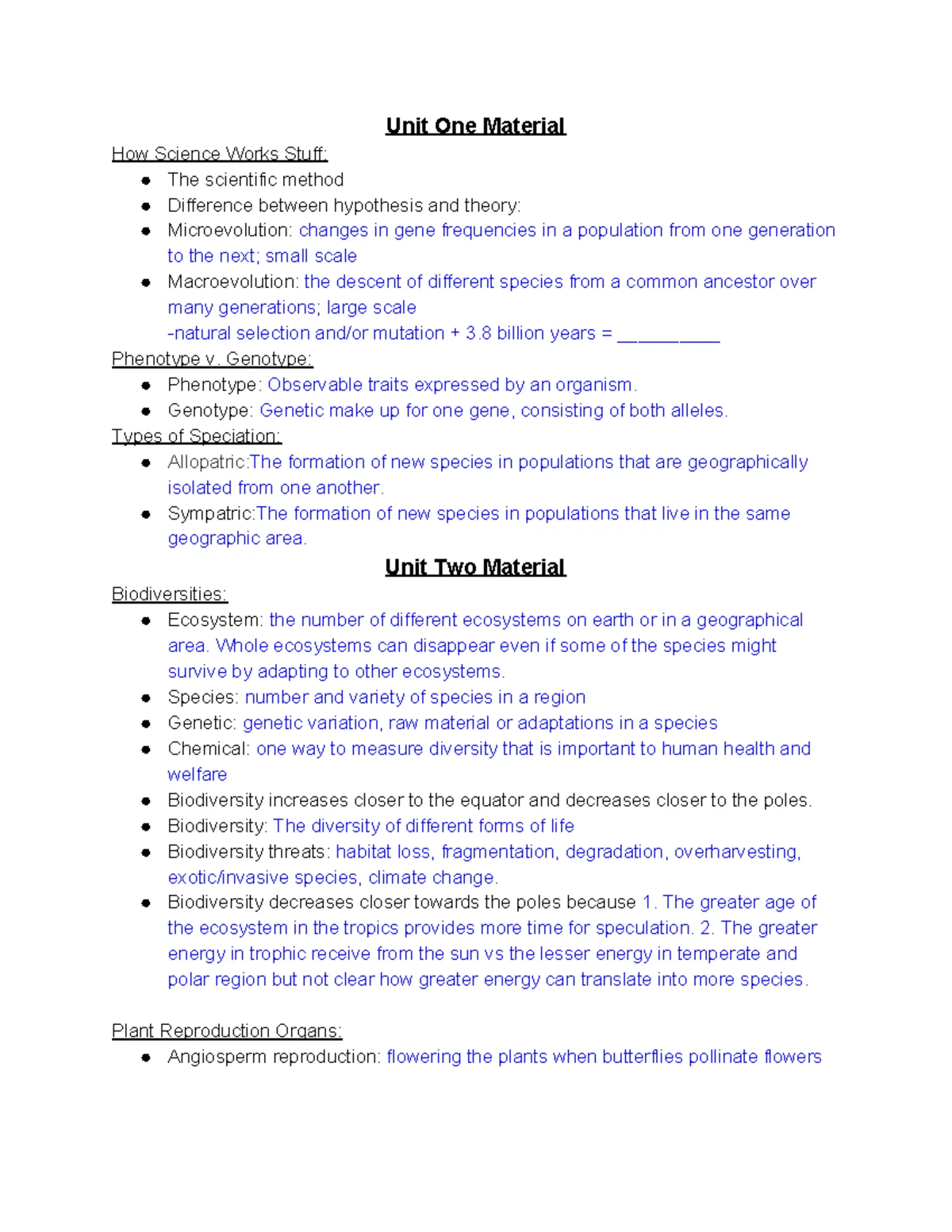 Bio Exam 2 - Summary Fundamental Concepts In Biology - Unit 2 Topics ...