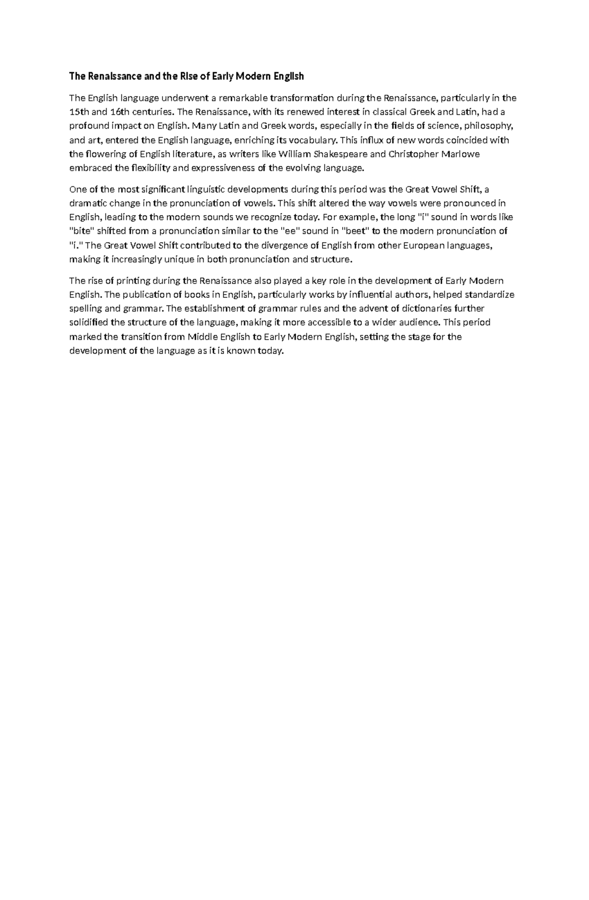 The Renaissance and the Rise of Early Modern English - The Renaissance ...