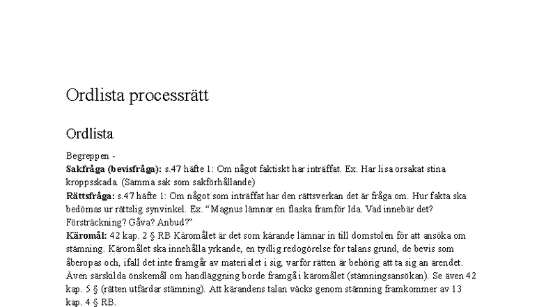 Ordlista för processrätt - Ordlista processrätt Ordlista Begreppen ...