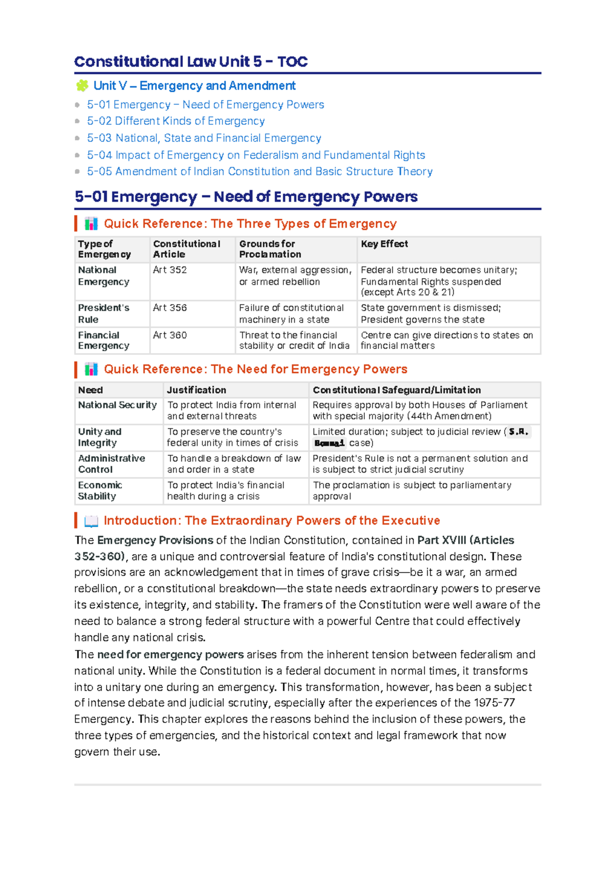 Constitutional Law Unit 5: Emergency Powers and Amendments Overview ...