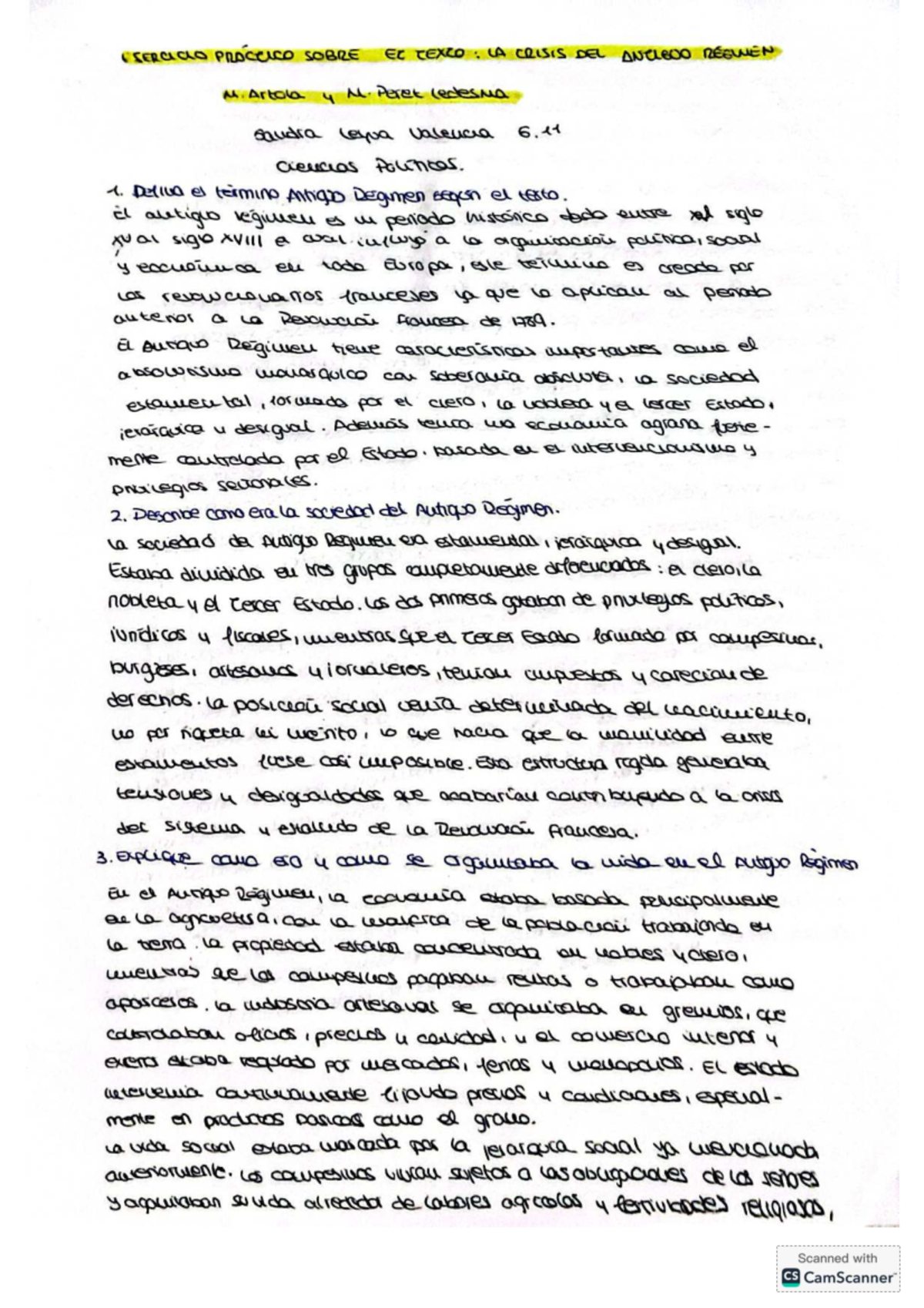 Trabajo sobre el Antiguo Régimen - Ciencias Políticas (6.11) - Studocu