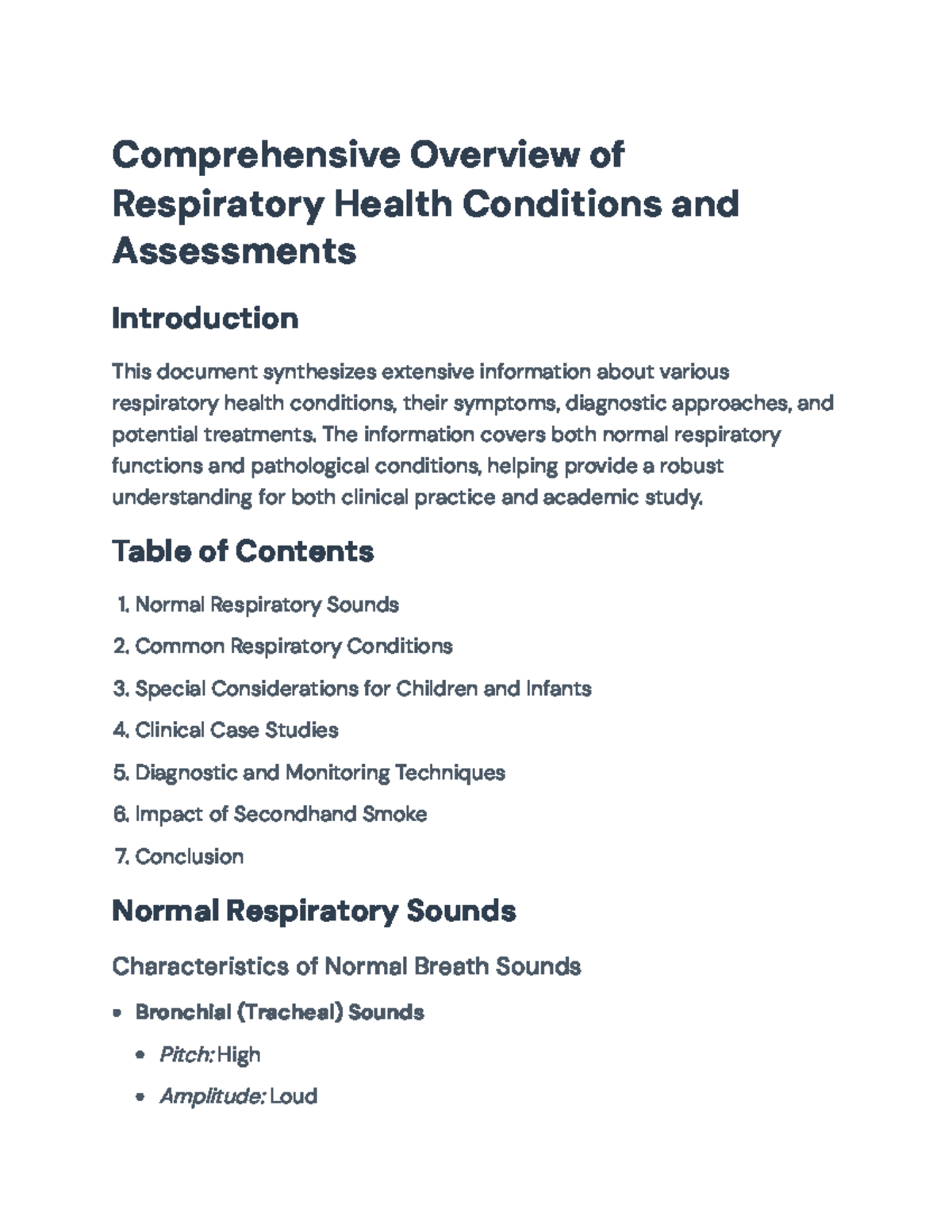 Comprehensive Guide to Respiratory Health Conditions and Assessments ...