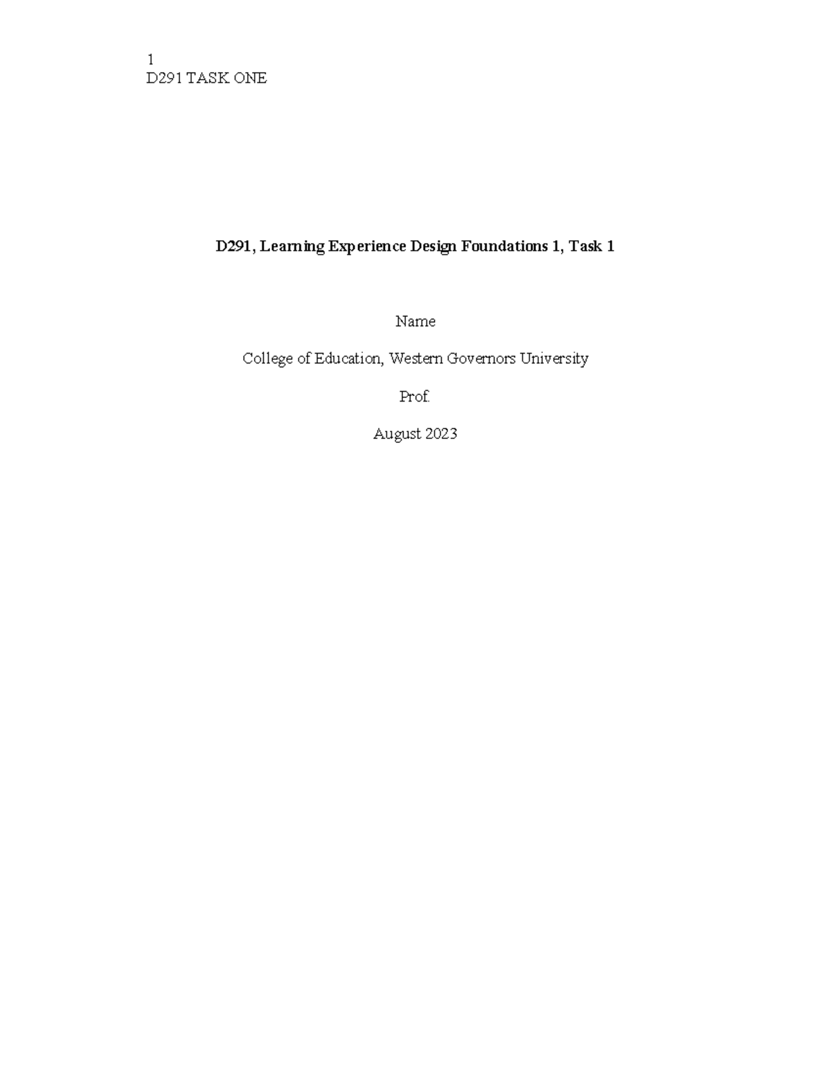 D291 Task 1 - Learner Types and Design Strategies for E-Learning - Studocu