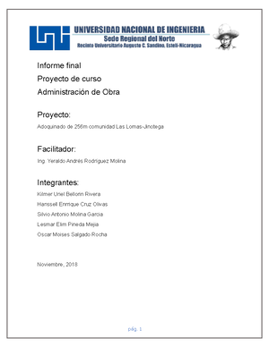 Normas rendimiento horario FISE Nicaragua - Administración De Proyectos ...