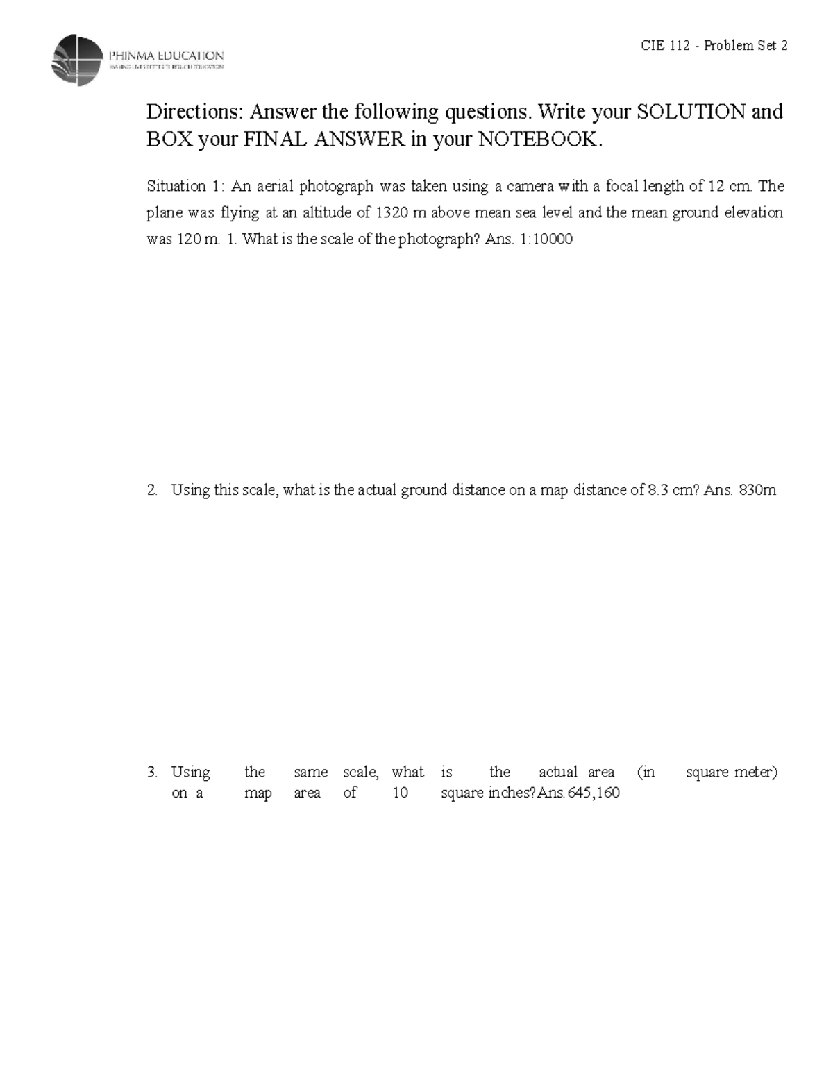 Surveying Problem Set: Solutions and Detailed Answers - Studocu