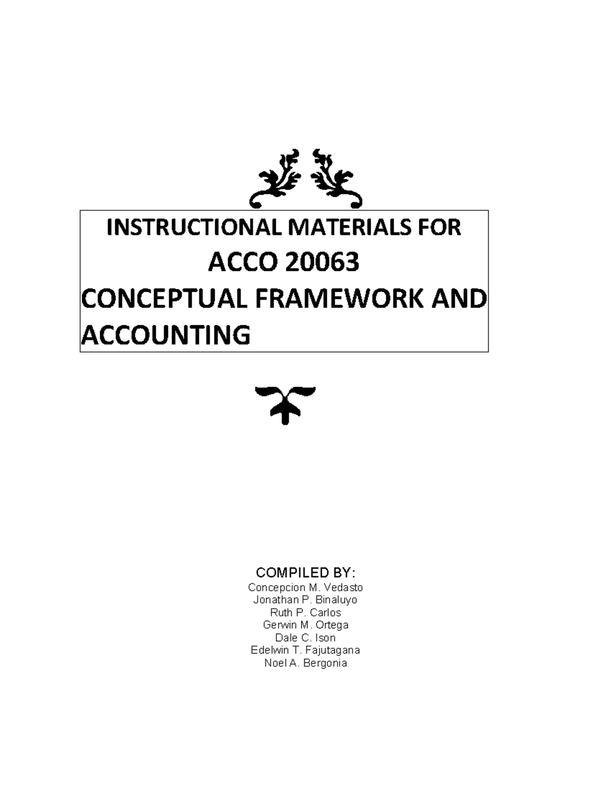 ACCO 20063: Module 1 - Development of Financial Reporting Framework ...