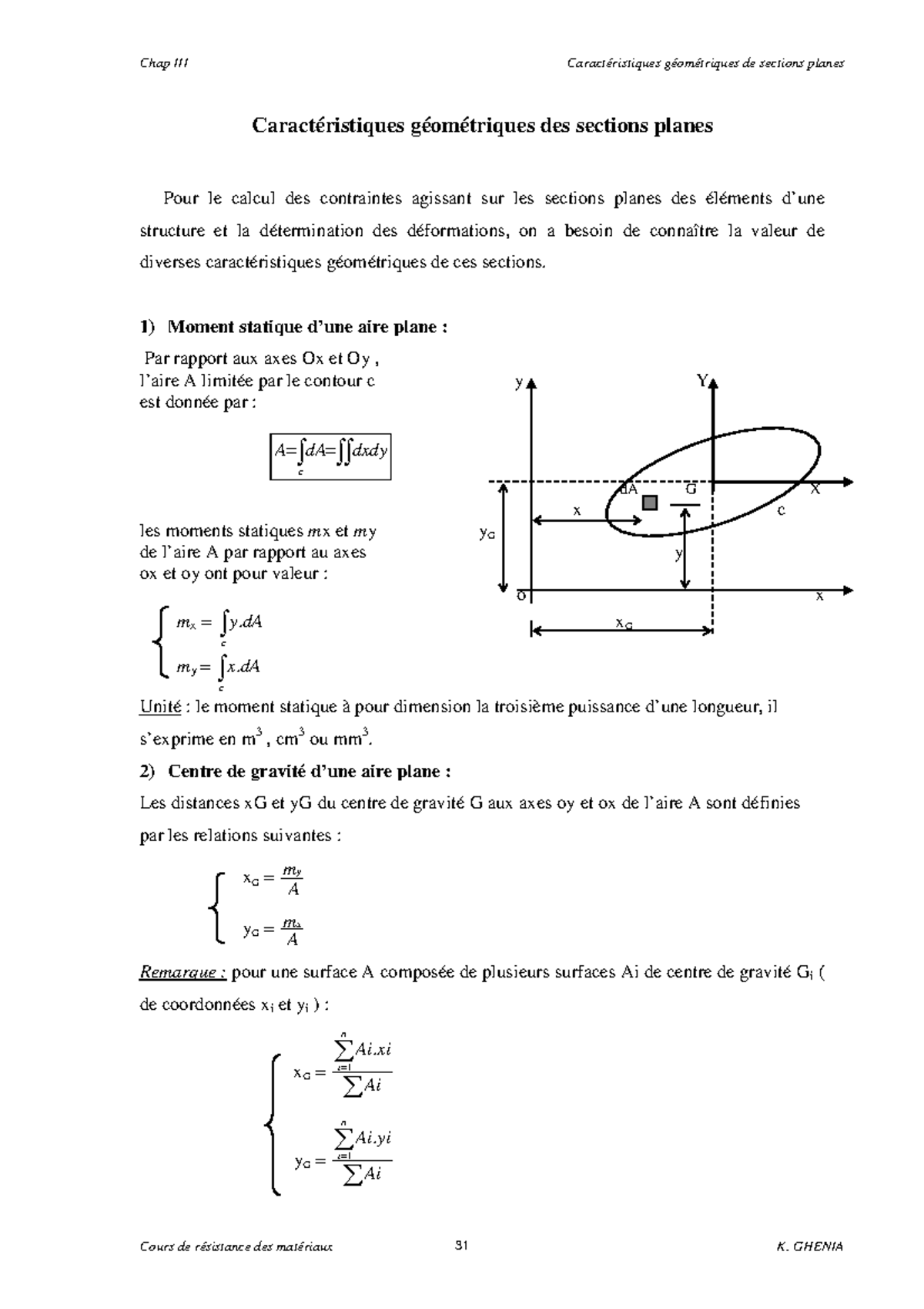 Chapitre 3 Caracteristiques geometriques des sections planes ...