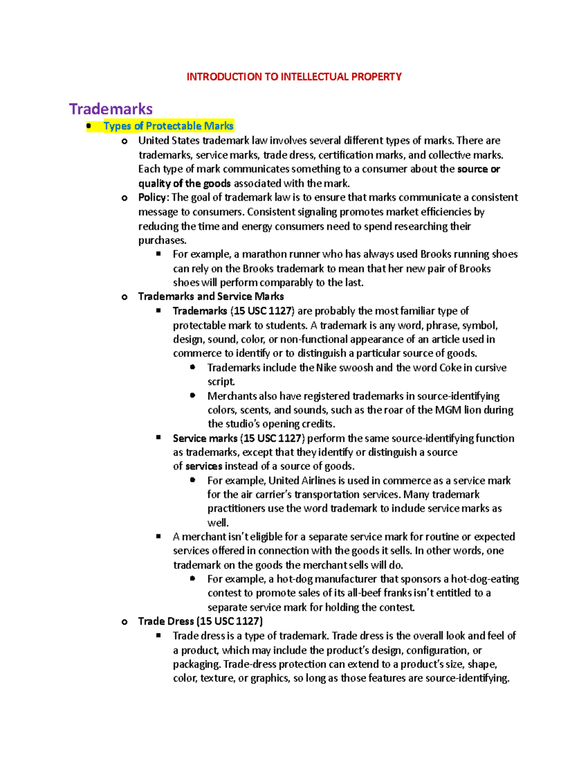 Introduction to Intellectual Property Full Course Outline Fall 2020 ...