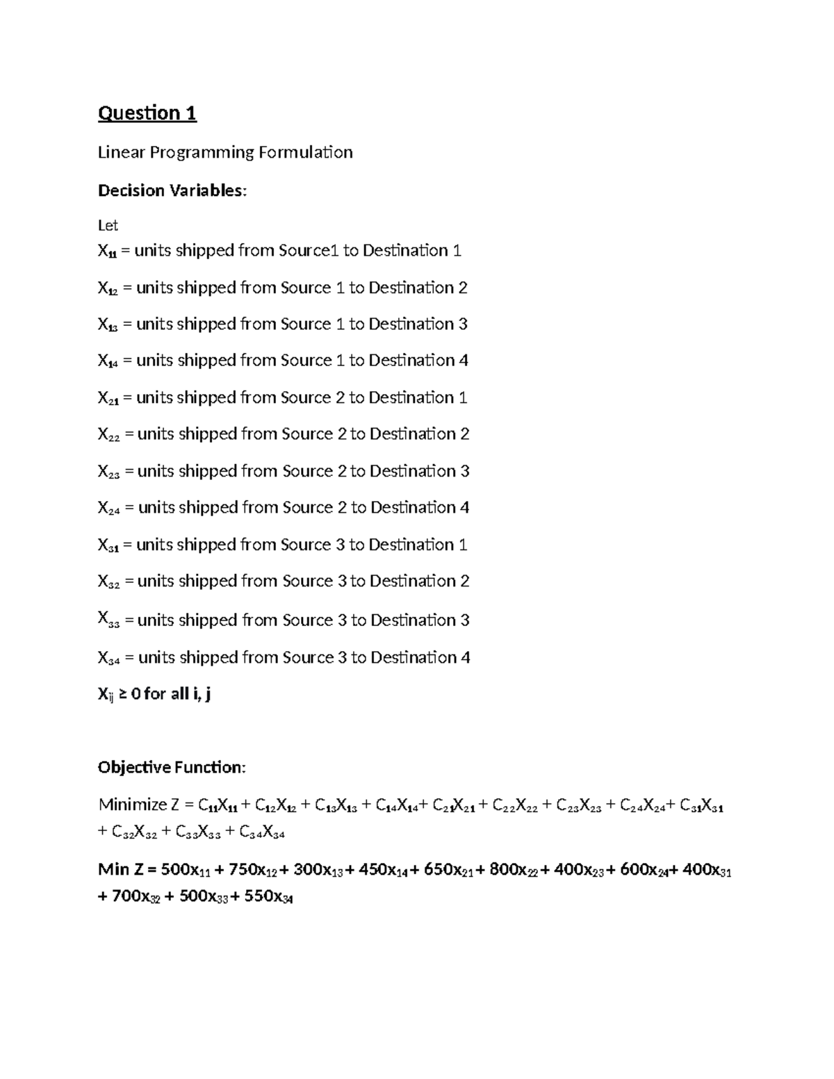 CSM 5364 Week 6 Linear Programming Assignment: Decision Variables ...