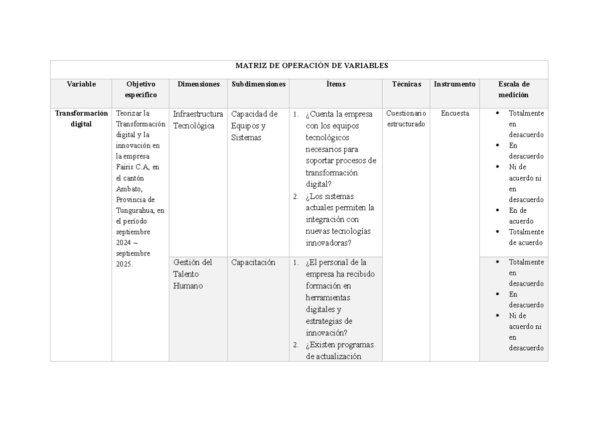 Matriz DE OperacióN DE Variables - MATRIZ DE OPERACIÓN DE VARIABLES ...