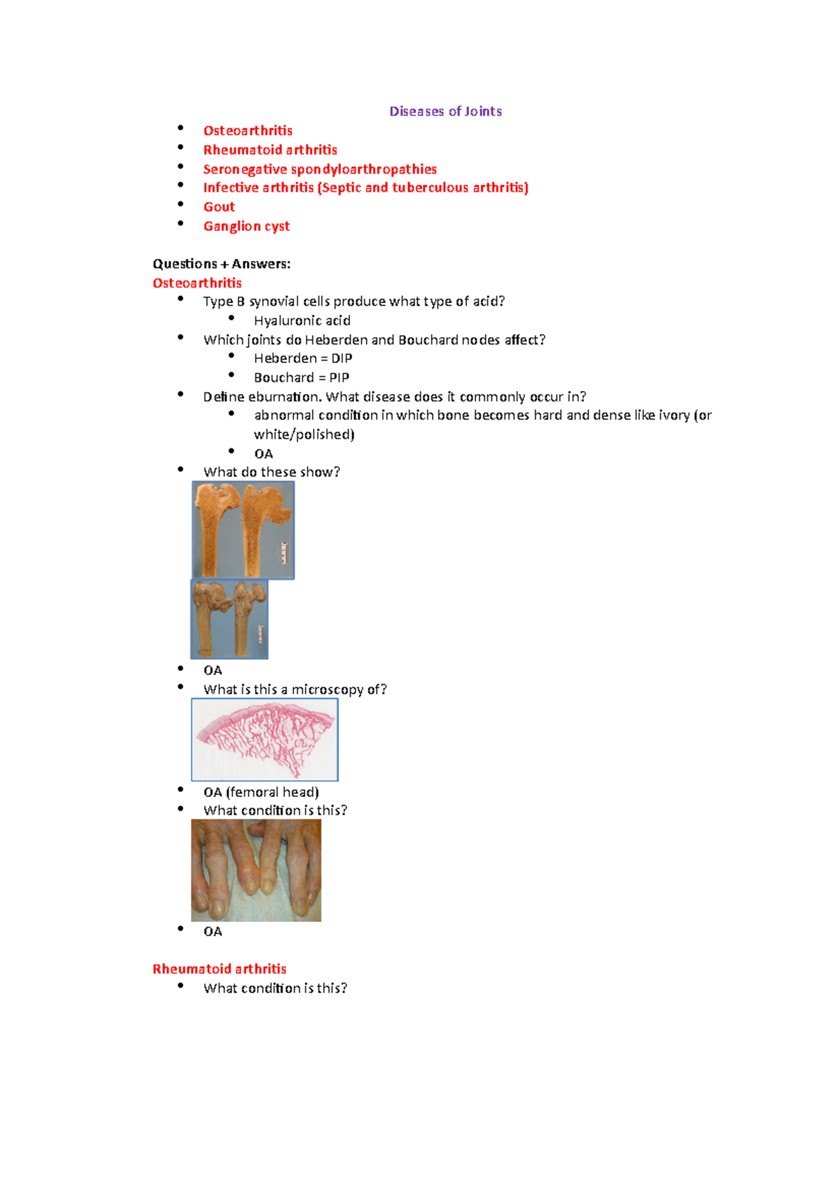 Diseases of Joints - Clinical science, pathology - Diseases of Joints ...
