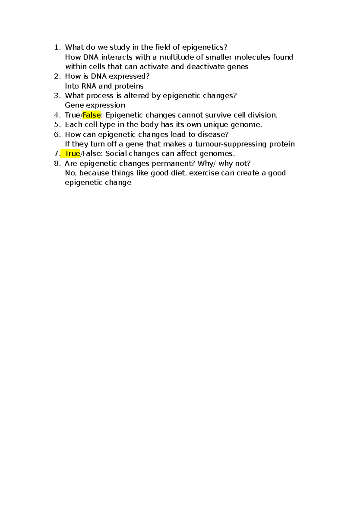 Bio 101: Understanding Epigenetics and Gene Expression Dynamics - Studocu