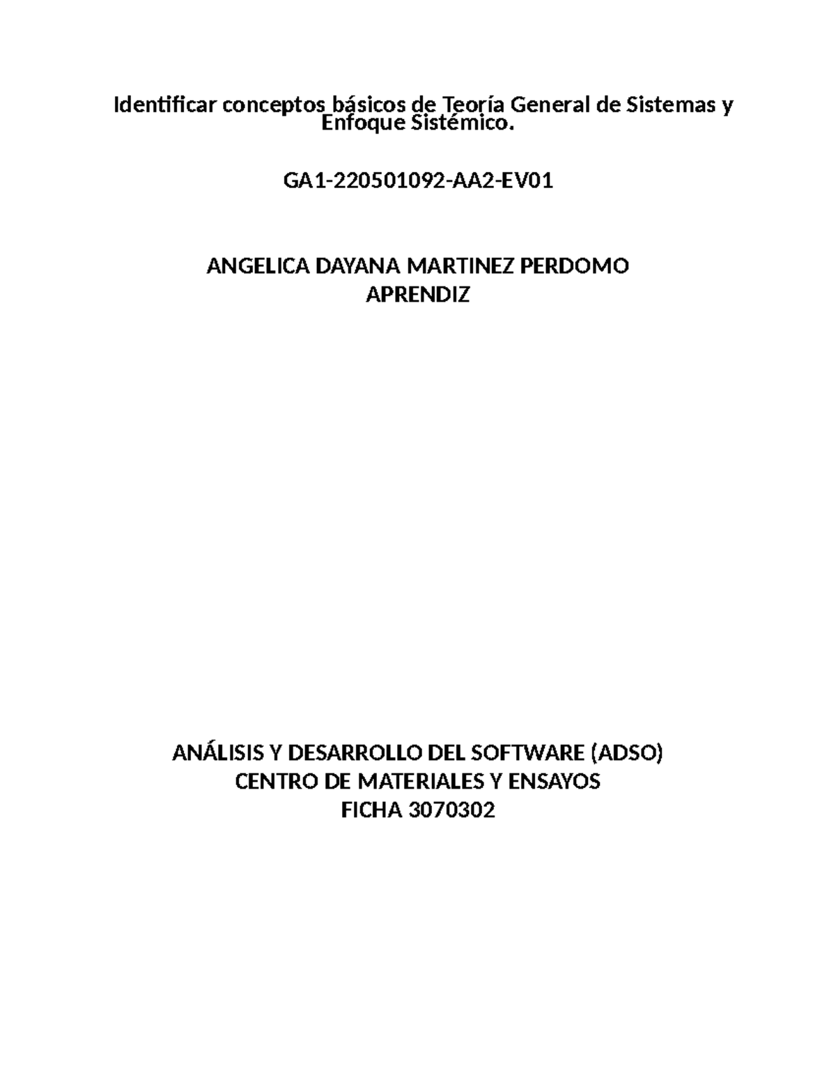 Portada 2 - suerte - Analisis Y Desarrollo De Software - Identificar ...