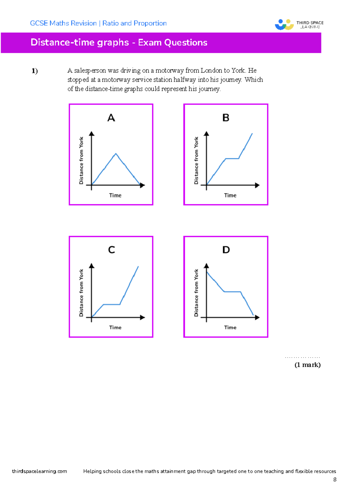 Distance-Time Graphs Exam Qs - GCSE Worksheet 8-11 - Studocu