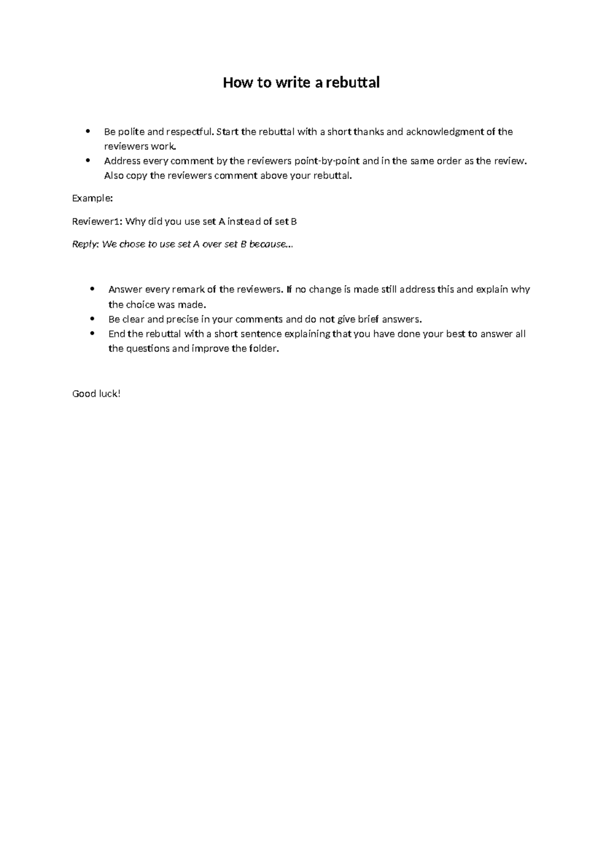 2425 B08IDT - Guidelines for Writing a Rebuttal - Studeersnel