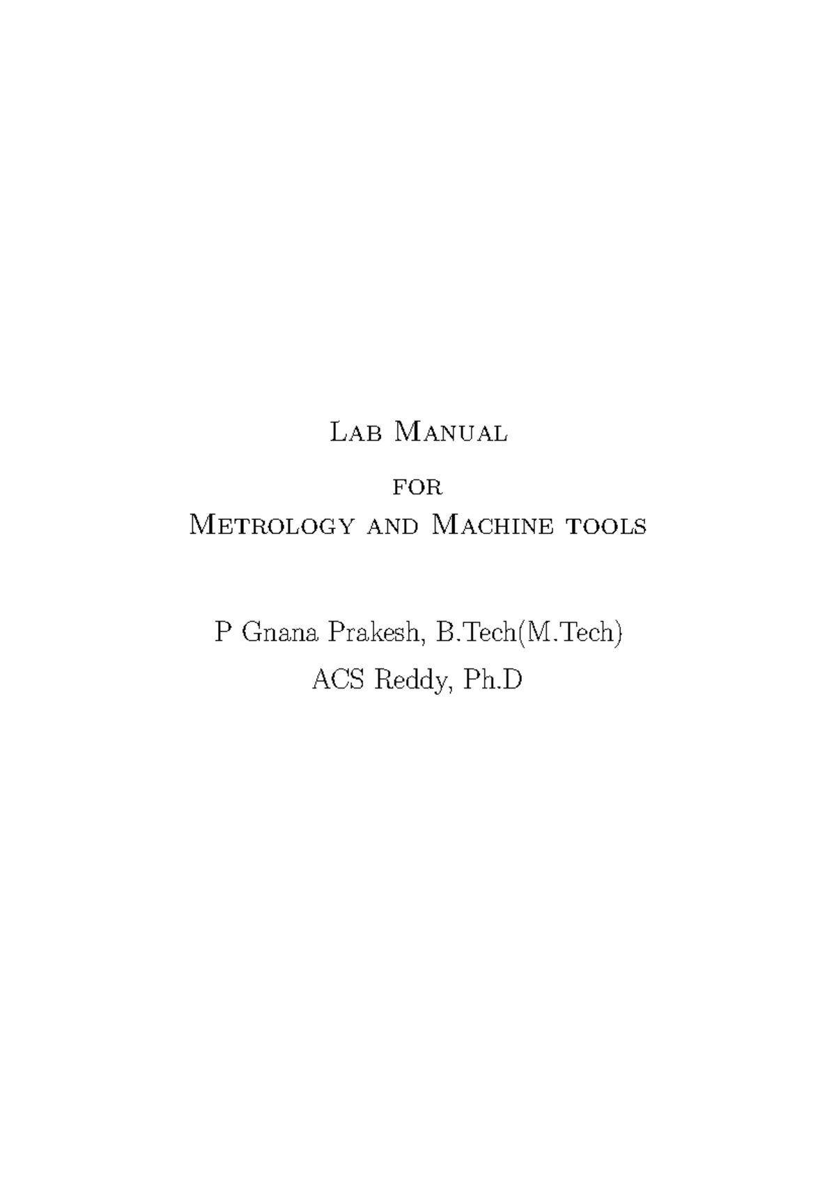 Metrology and Machine Tools Laboratory Manual (III B.Tech I Sem) - Studocu