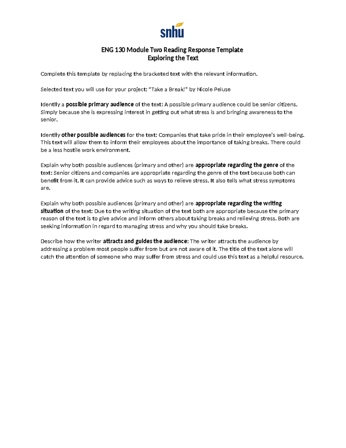 ENG 130 Module Two Reading Response Template - ENG 130 Module Two ...