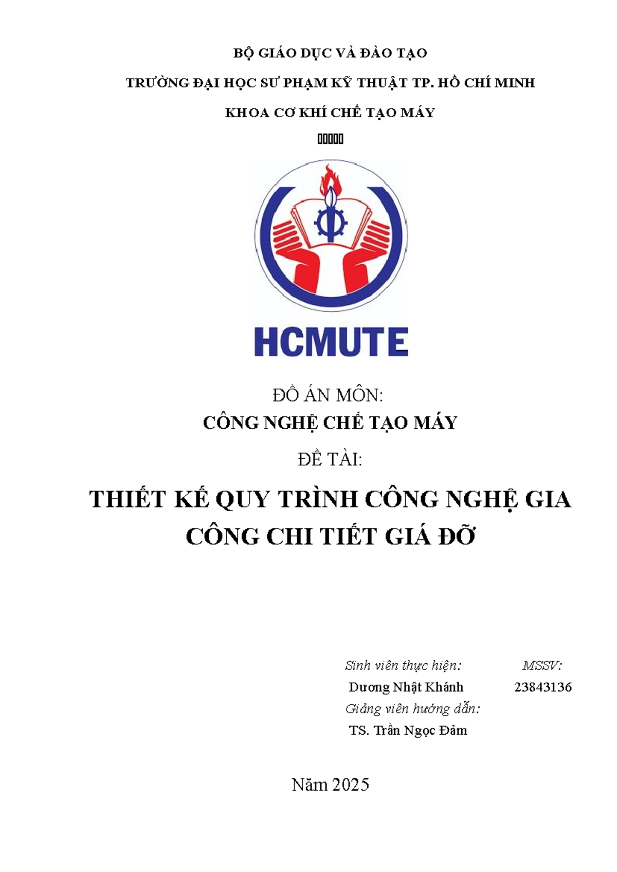 Đồ Án Công Nghệ Chế Tạo Máy - CHCH: Thiết Kế Quy Trình Gia Công Chi ...