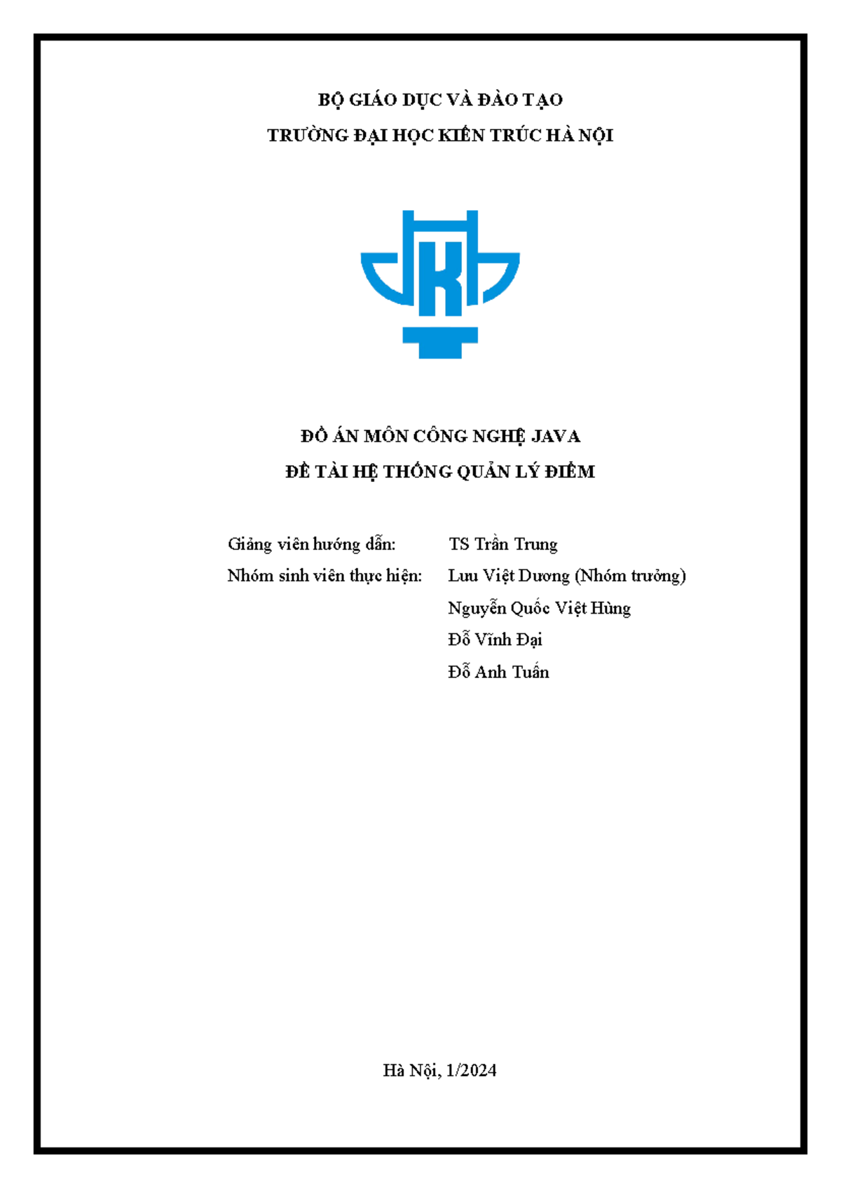 Đồ Án Môn Công Nghệ Java (JAVA 2023): Hệ Thống Quản Lý Điểm - Studocu