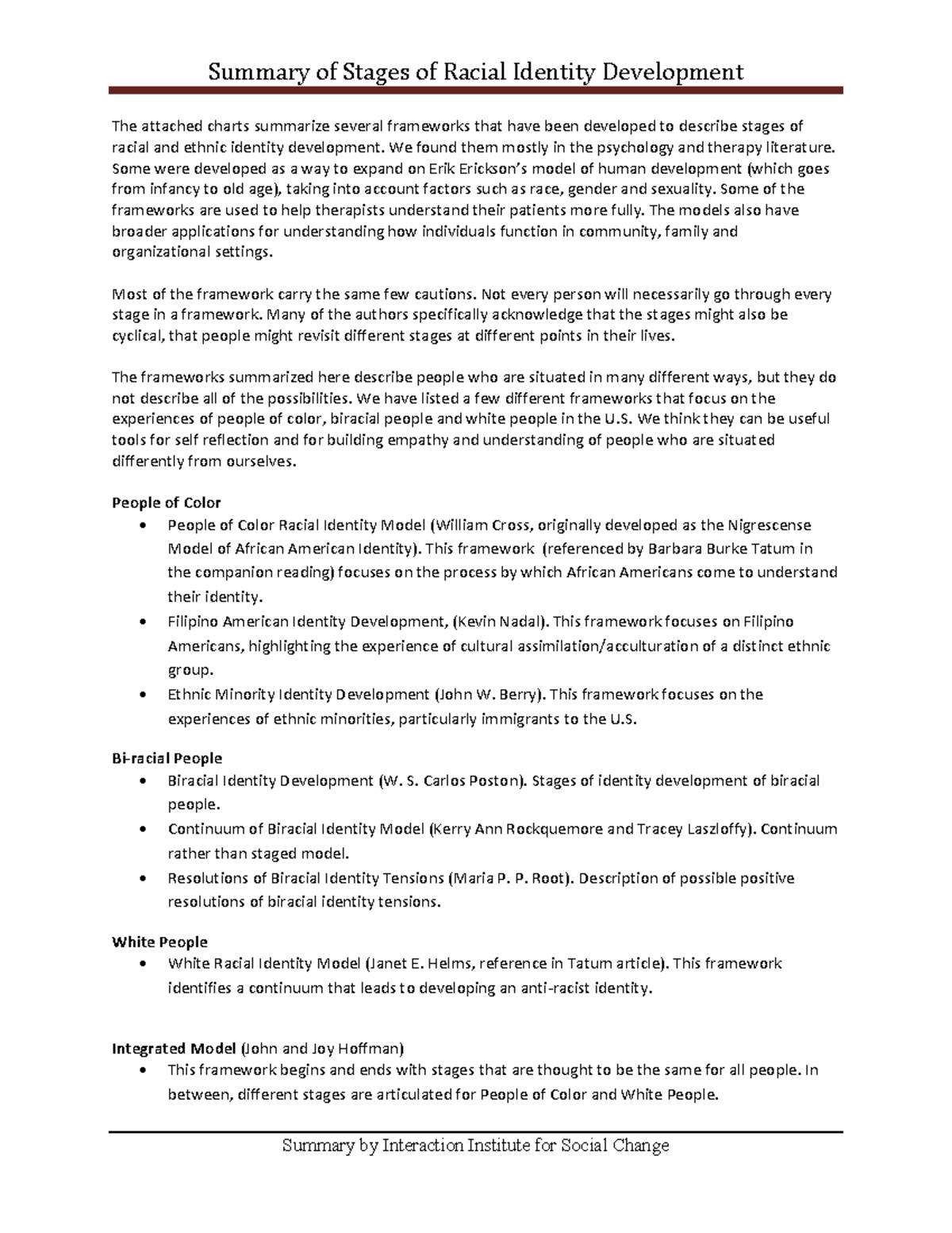 Racial Identity Development Stages: Summary and Insights - Studocu