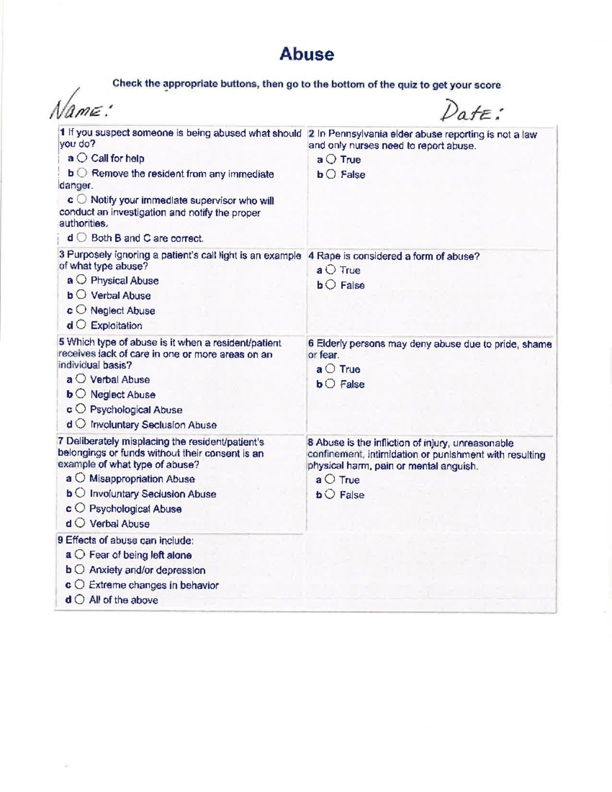 8 Abuse Quiz - Understanding Types and Reporting Guidelines - Studocu