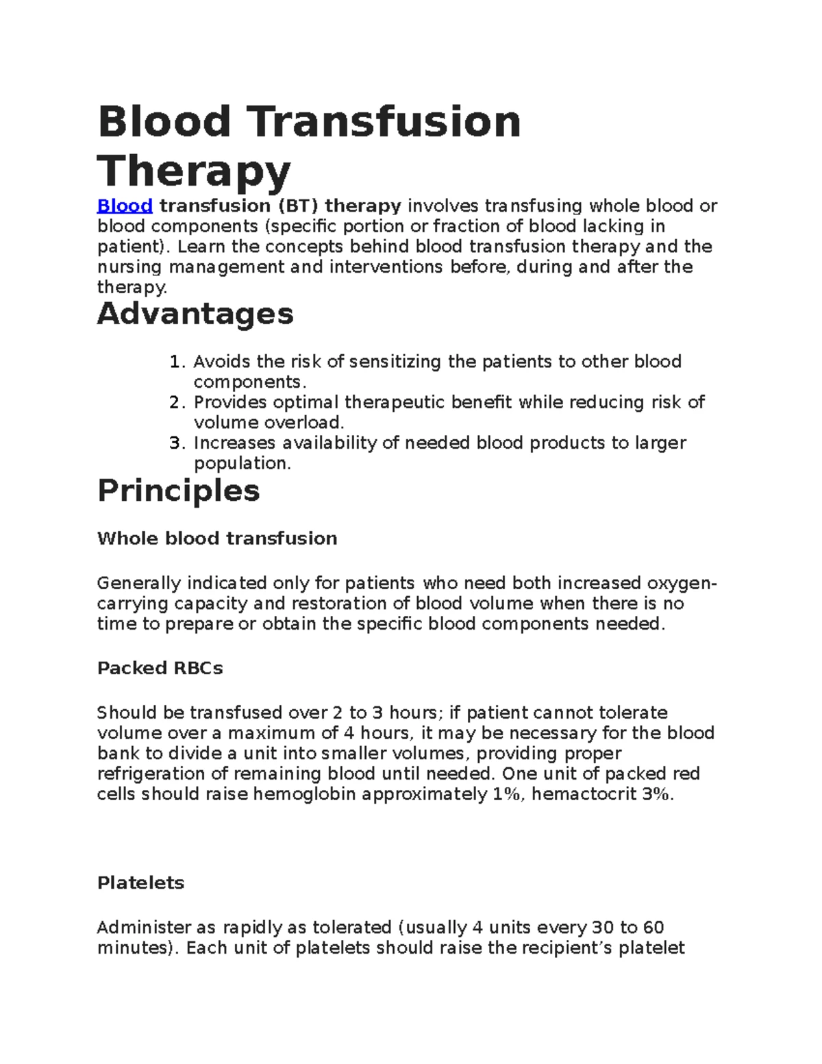 Blood Transfusion Protocols: A Comprehensive Guide for Nurses - Studocu