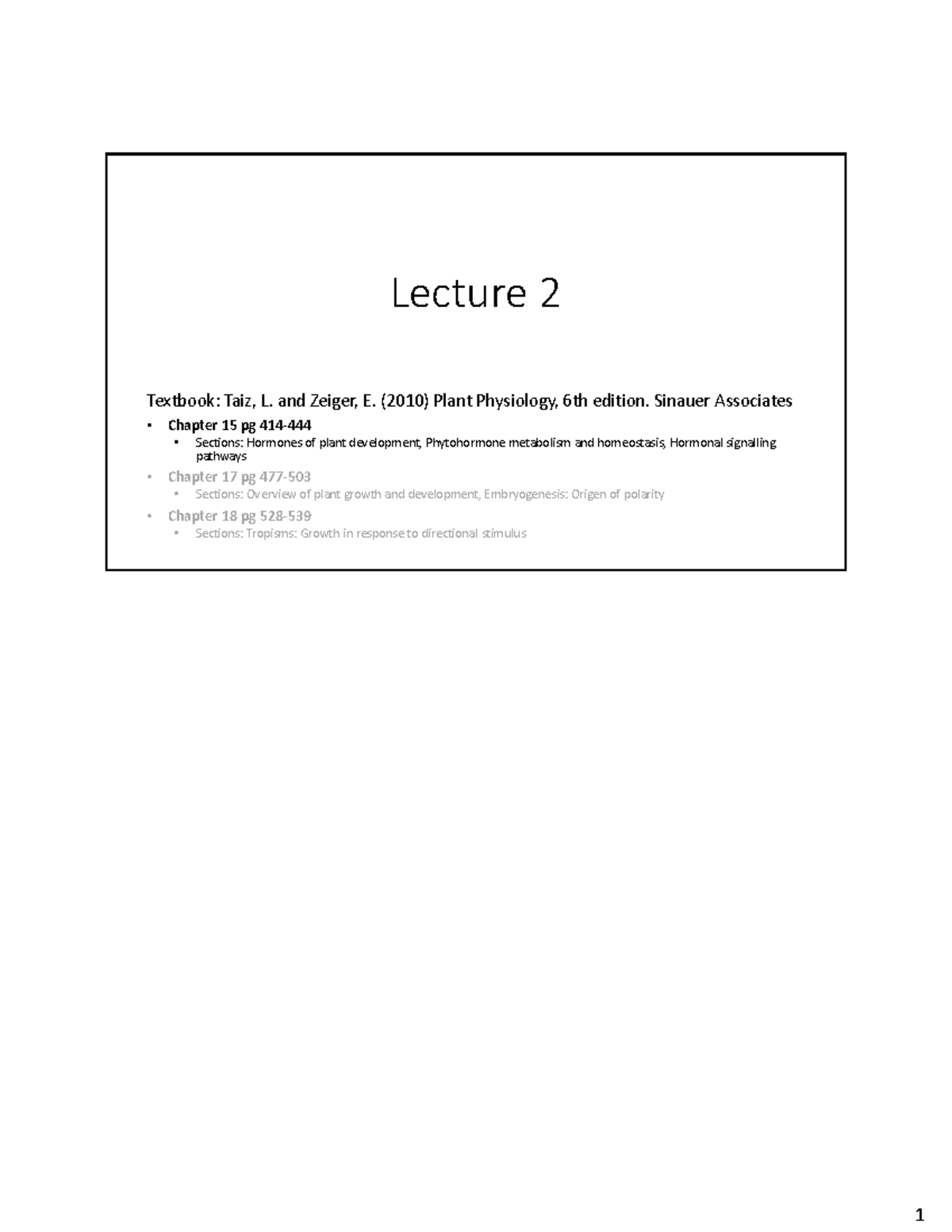 Lecture 2 Notes: Plant Physiology (Ch. 15-18) - Hormones & Growth - Studocu