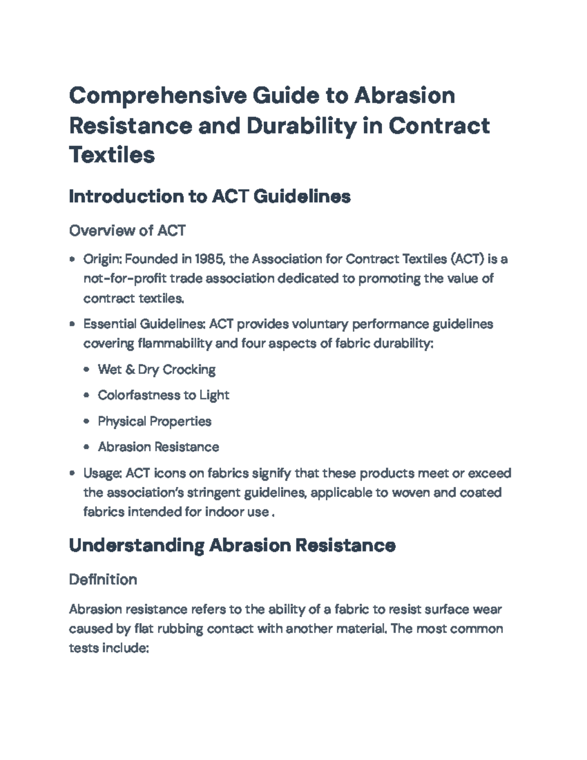 Comprehensive Guide to Fabric Abrasion Resistance for ACT Compliance ...