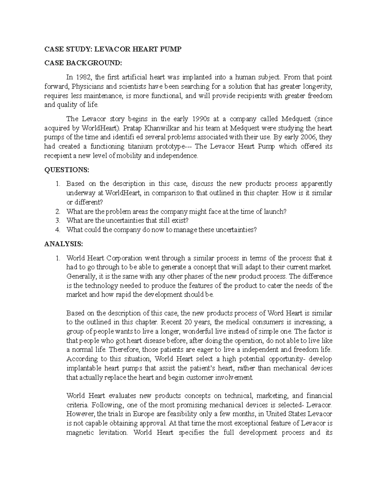 LEVACOR Case Study: Innovations in Heart Pump Technology and Challenges ...