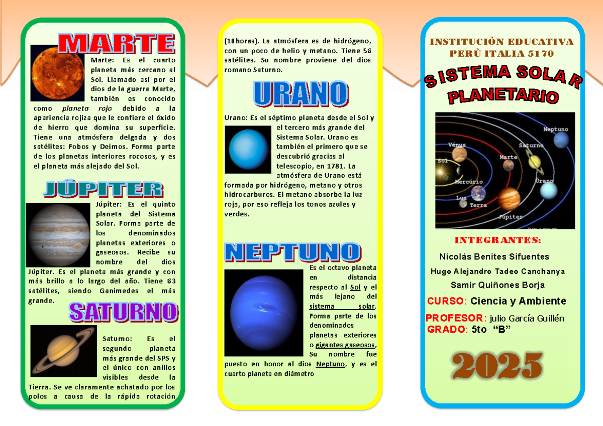 Tríptico sobre el Sistema Solar: Marte, Júpiter, Saturno y Urano - Studocu