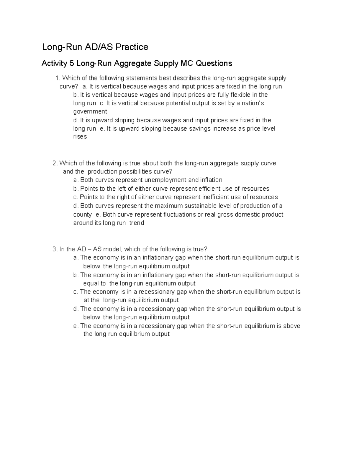 Sadthingecon - lras graph notes/worksheet - Long-Run AD/AS Practice ...