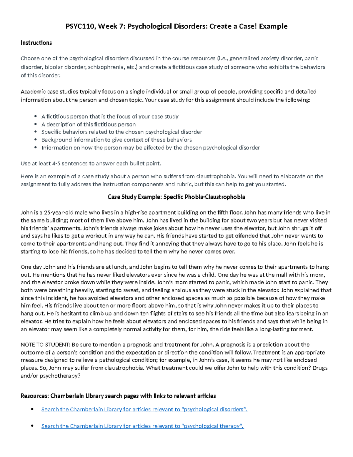 PSYC110 W7 Case Study on Psychological Disorders: Example ...