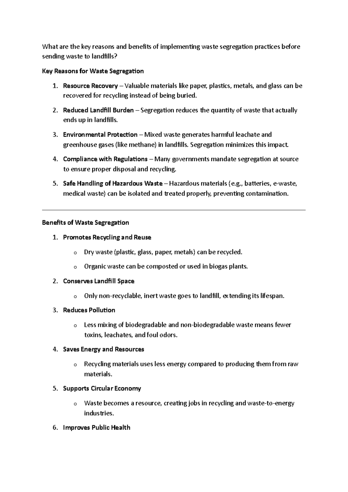 Key Benefits and Reasons for Waste Segregation Practices - Studocu