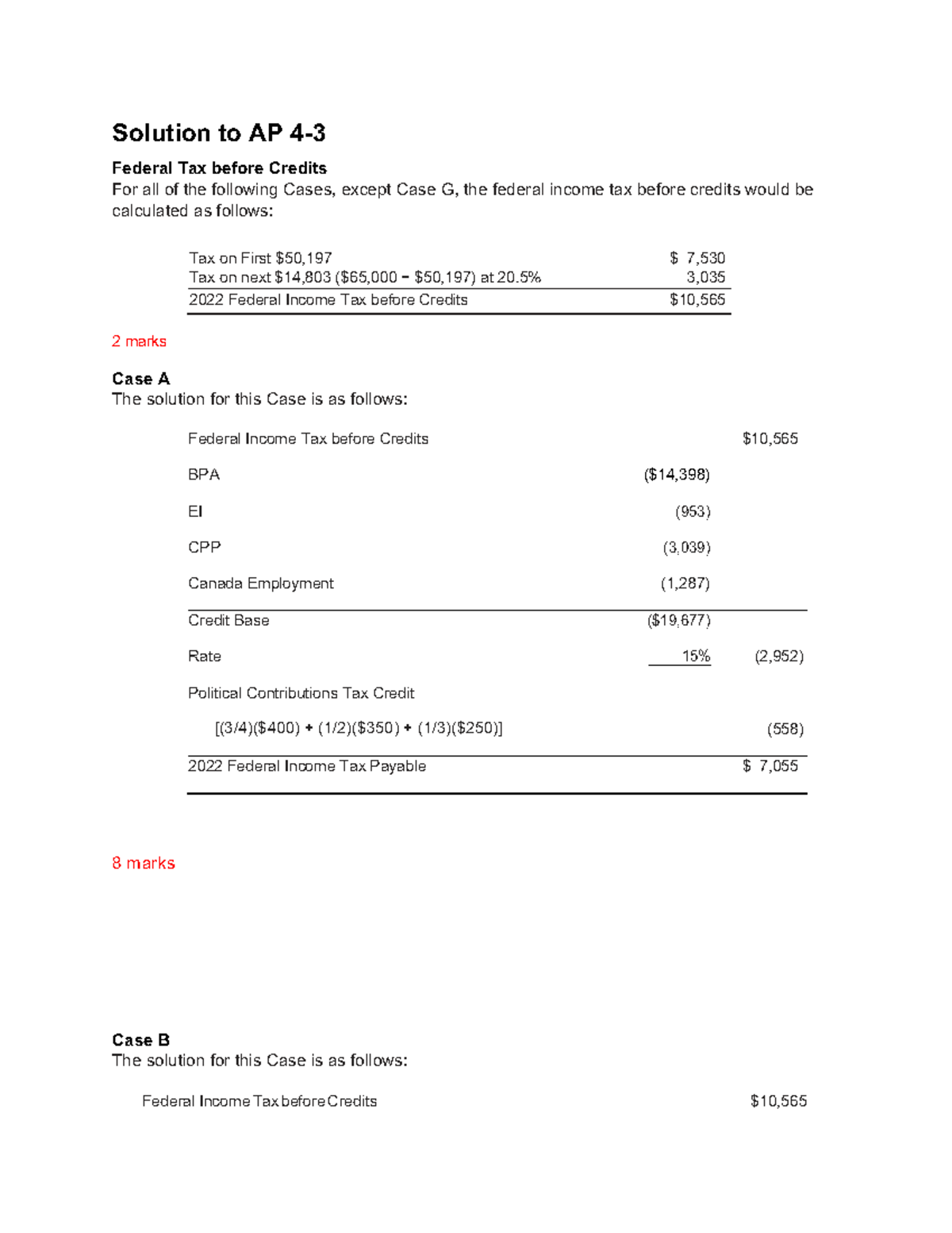 Chapter 4 Solutions for AP 4-3 and 4-7 - Federal Income Tax ...