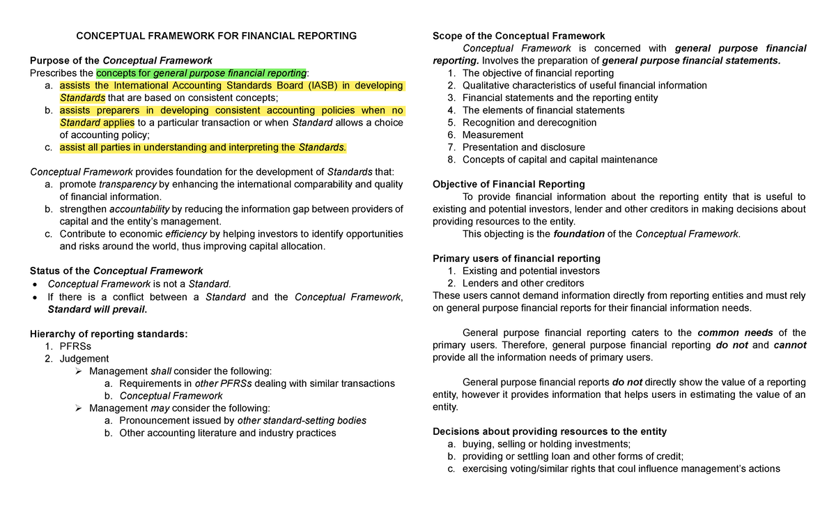 Conceptual Framework for Financial Reporting: Key Insights and ...