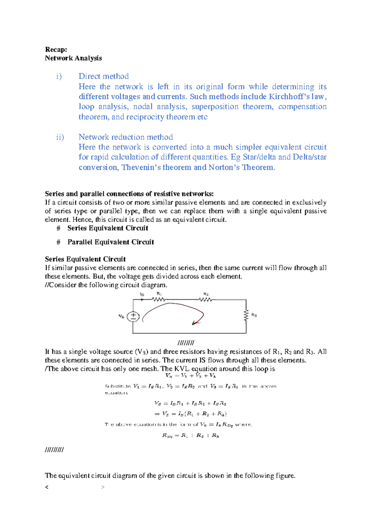 Network Theorems: Lecture 5 & 6 Overview and Analysis - Studocu