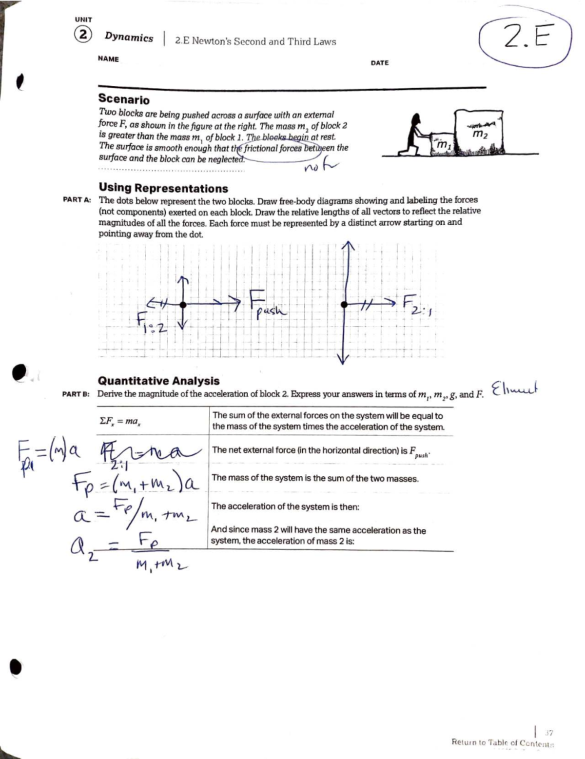 AP Physics 1 (2E) Unit 2 Dynamics: Answer Key for Laws of Motion - Studocu