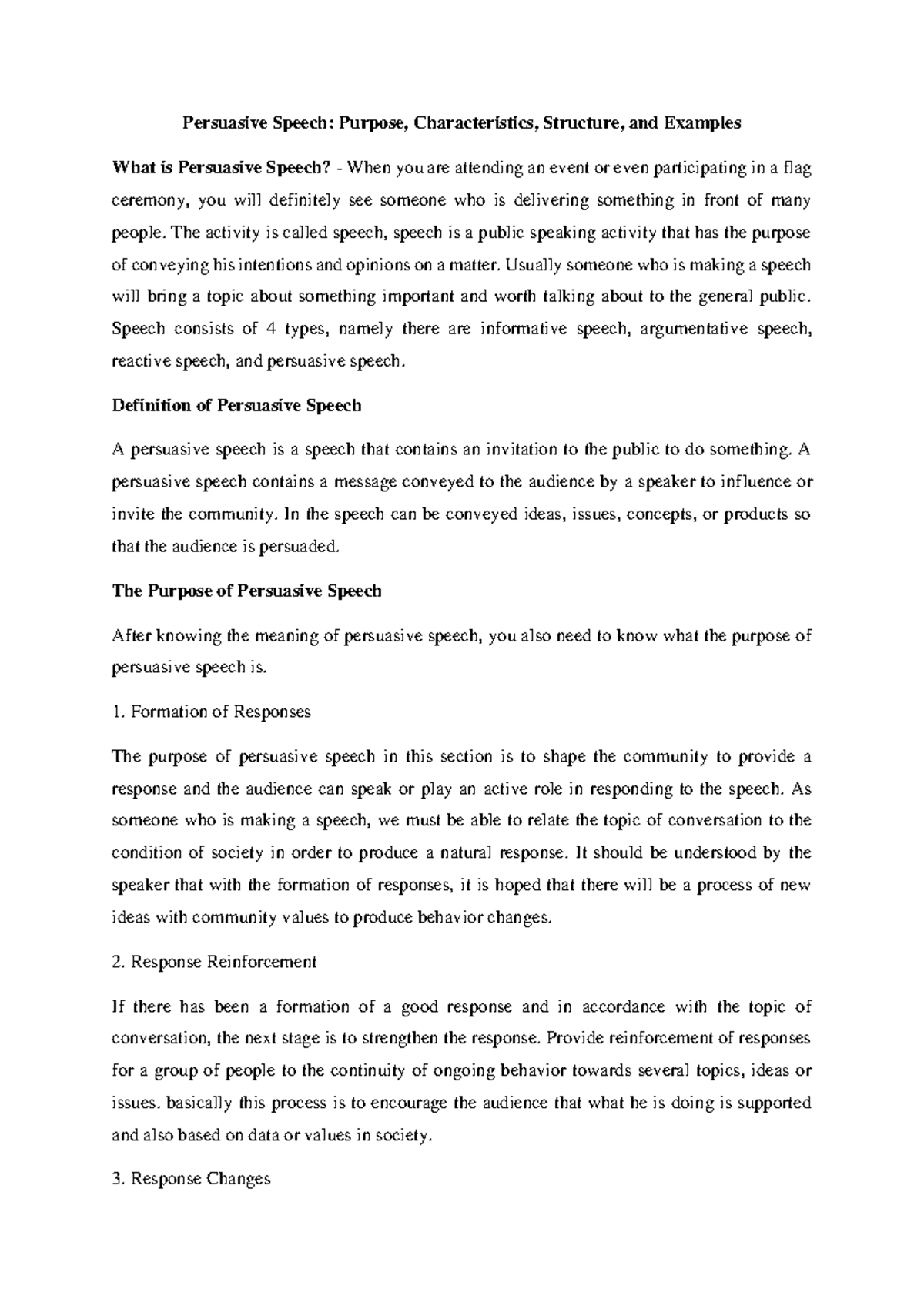 Persuasive Speech Study Guide: Purpose, Characteristics & Structure ...