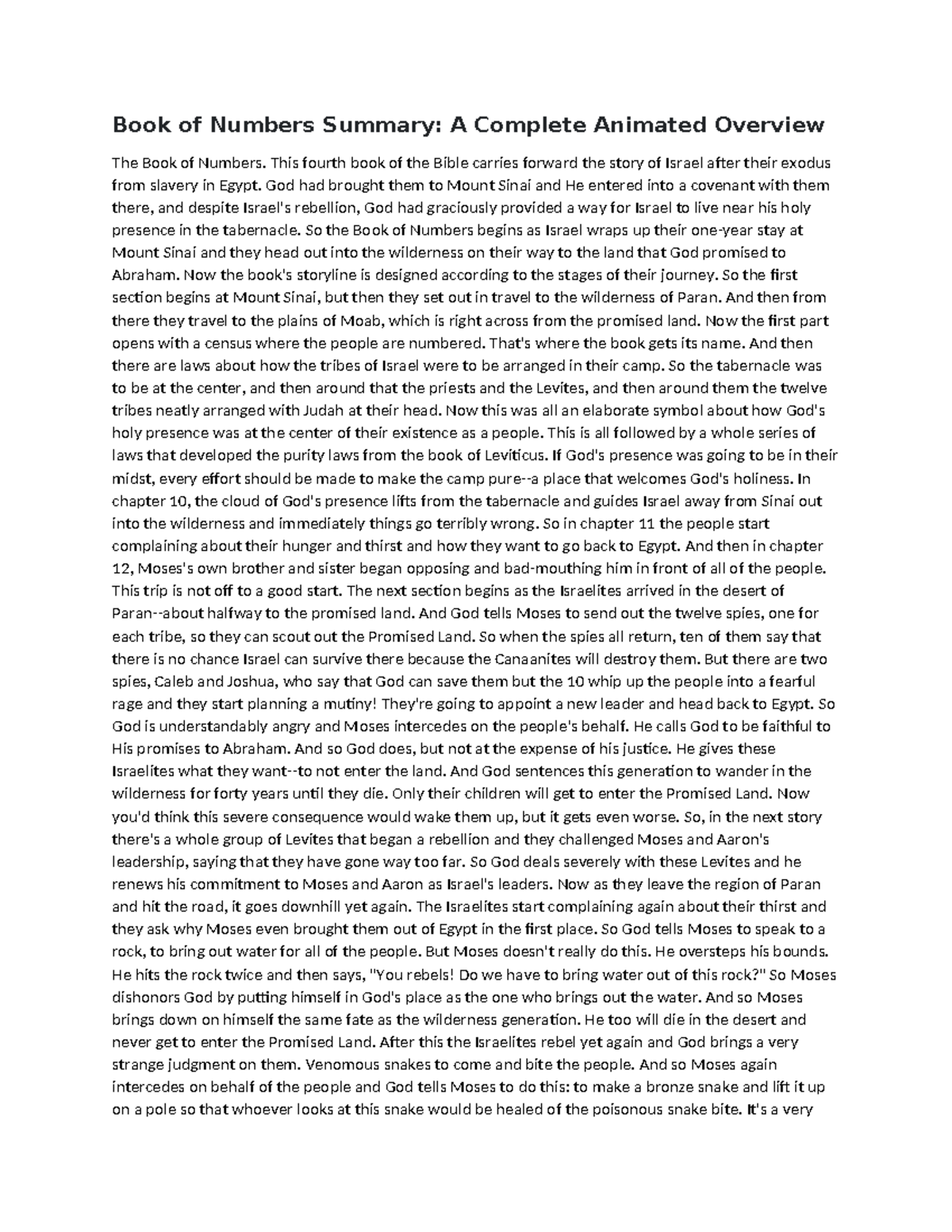 Book of Numbers Summary: Israel's Journey Through Rebellion and Faith ...