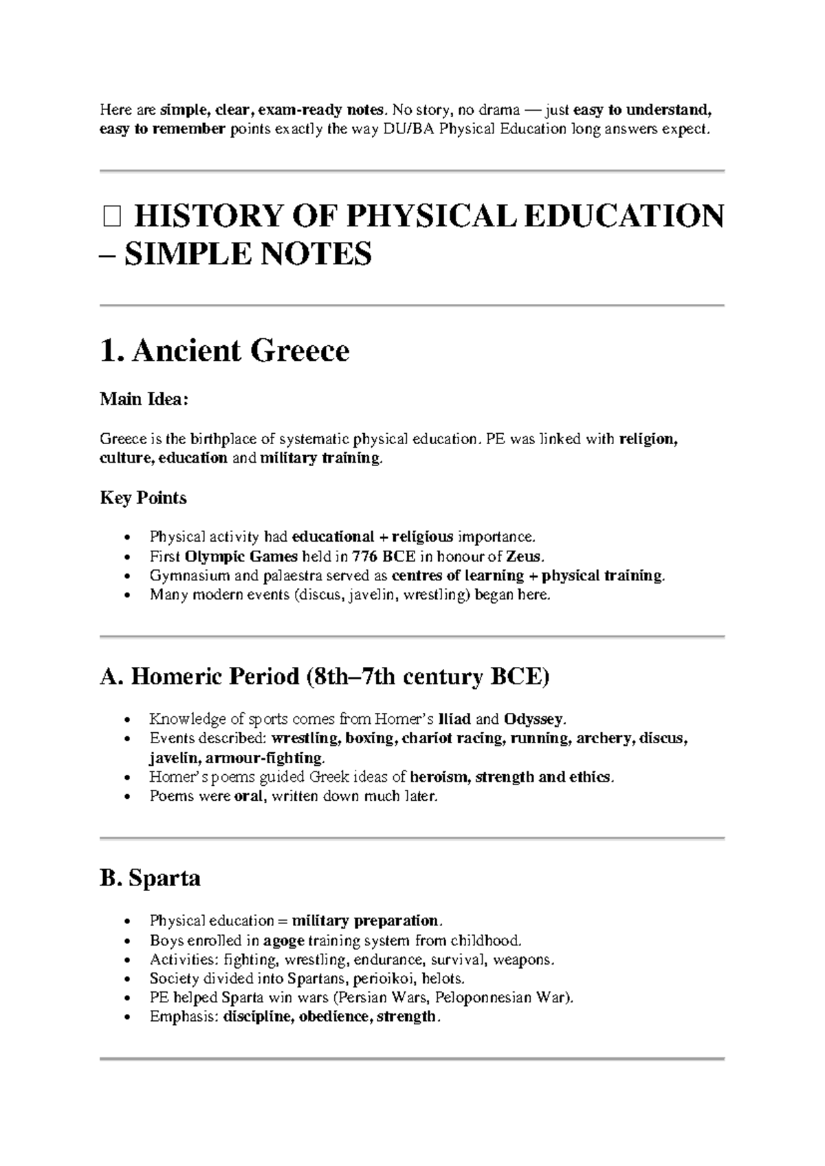 History of PE Notes: Key Points from Ancient Greece to Modern Systems ...