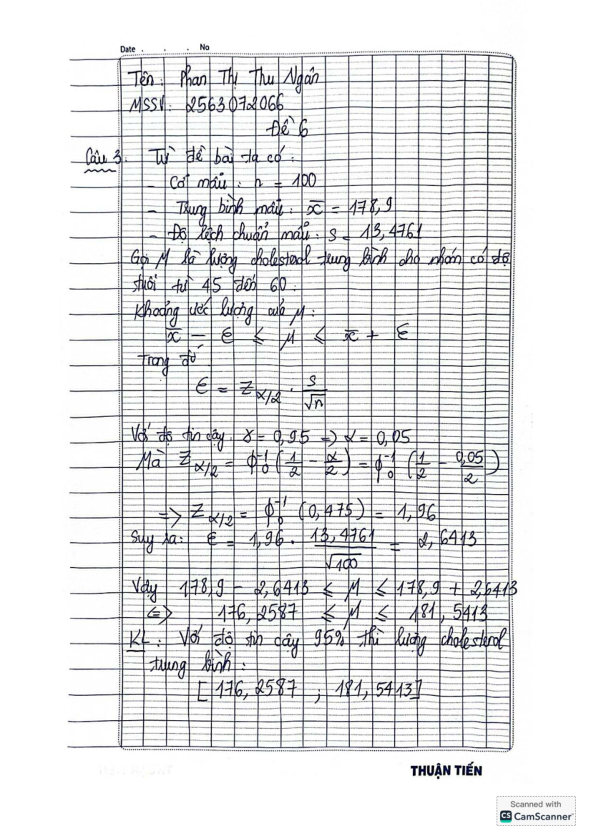 De 6 Cail 3: Phan Thị Thu Ngân - Statistical Analysis and Results - Studocu