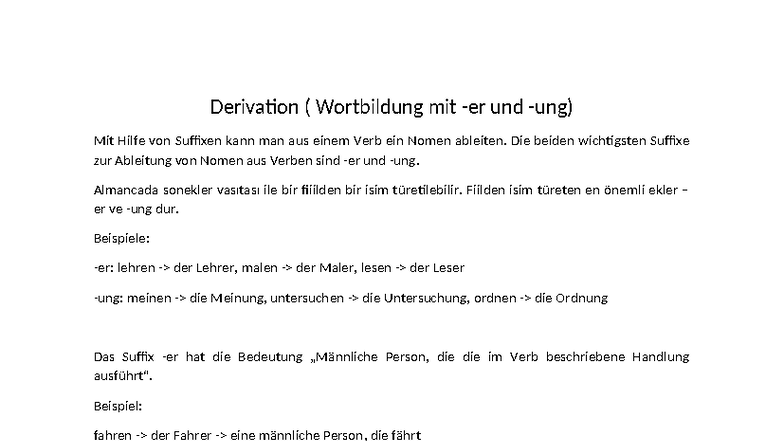 Ableitung von Nomen aus Verben mit Suffixen - Lektion 3 A2.1 - Studocu