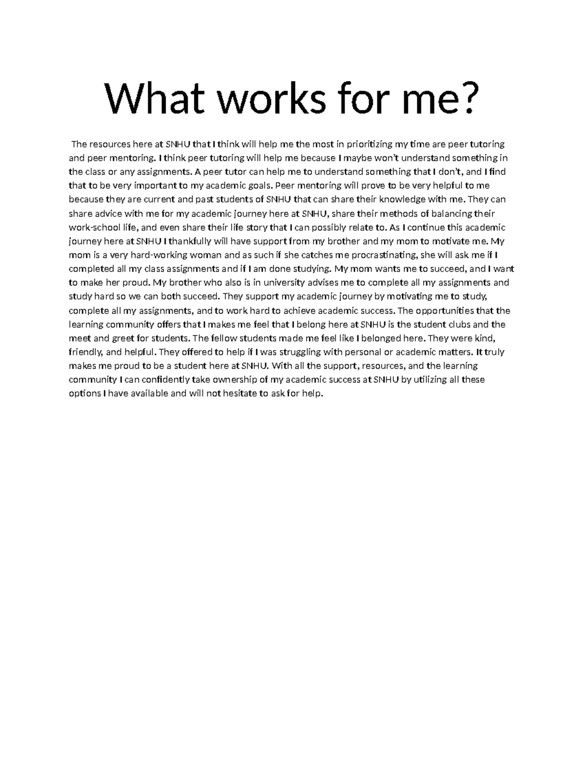SNHU Academic Support Resources: Peer Tutoring & Mentoring - Studocu