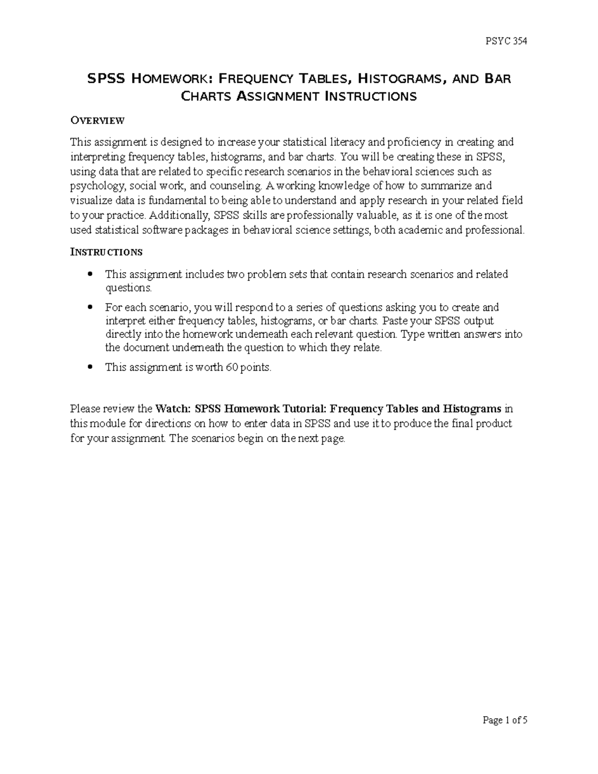 SPSS Homework 1: Frequency Tables, Histograms & Bar Charts Analysis - Studocu