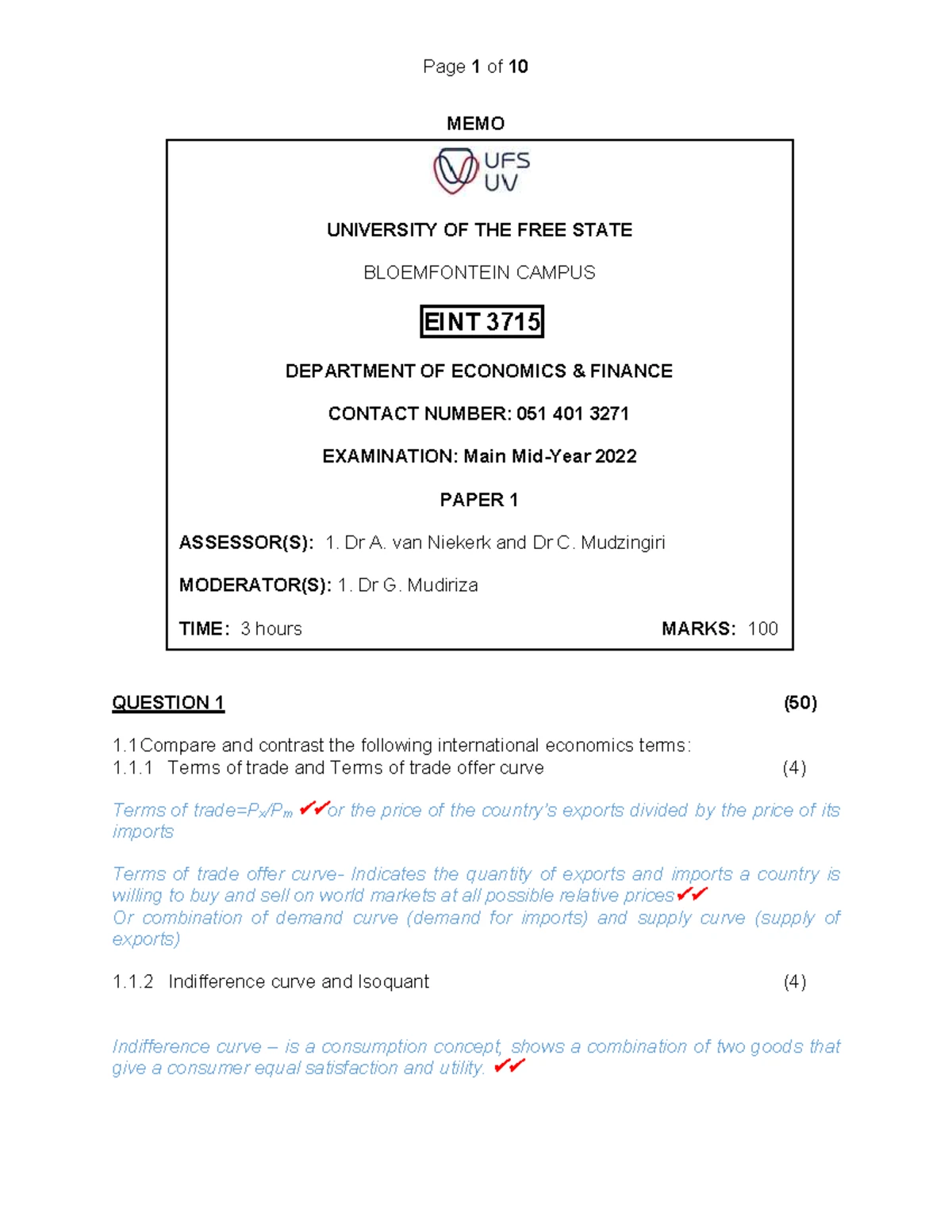 EINT 3715 Final Exam Memo 2022: International Economics Analysis - Studocu