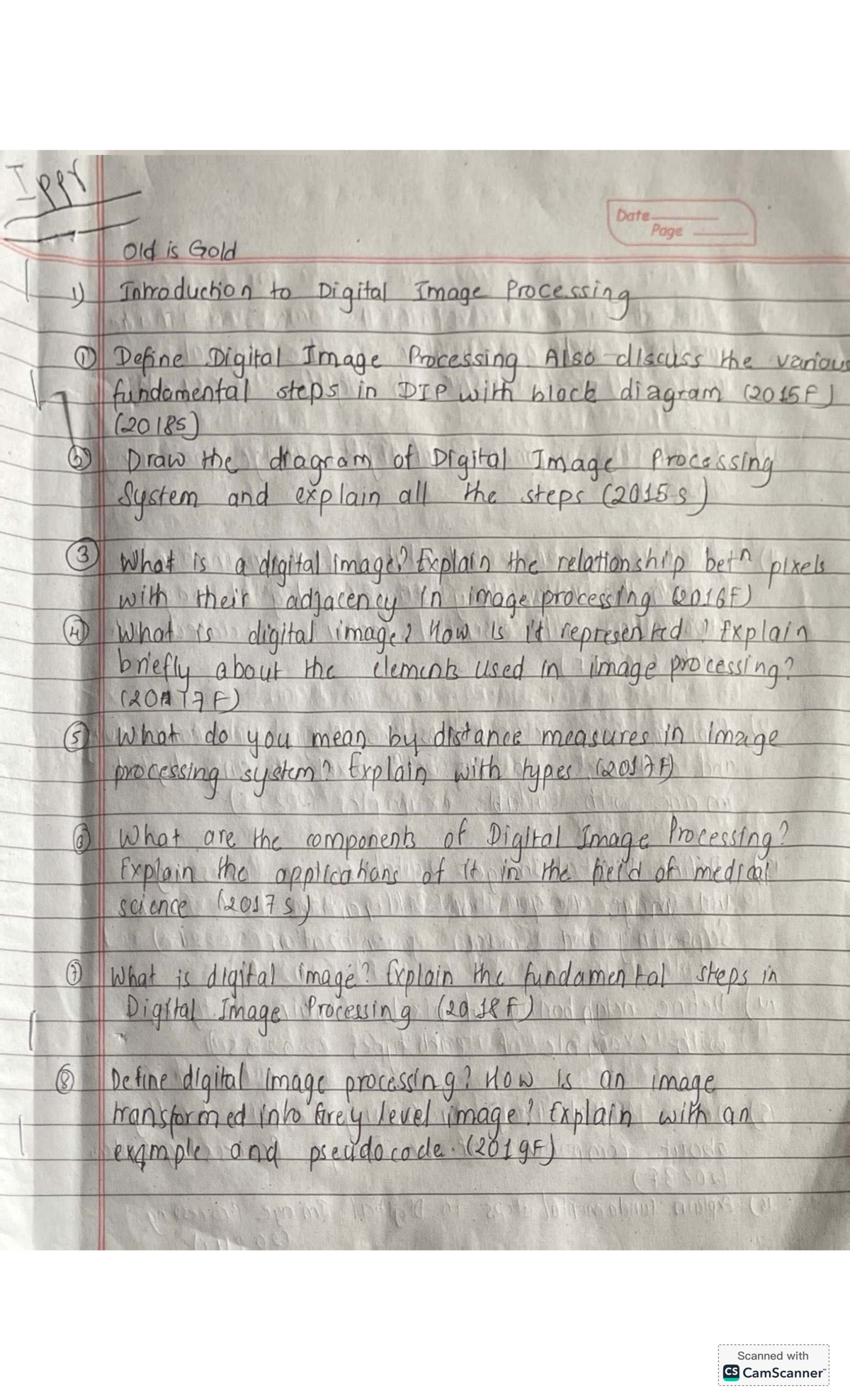 Digital Image Processing: Comprehensive Study Guide (IPPR) - Studocu